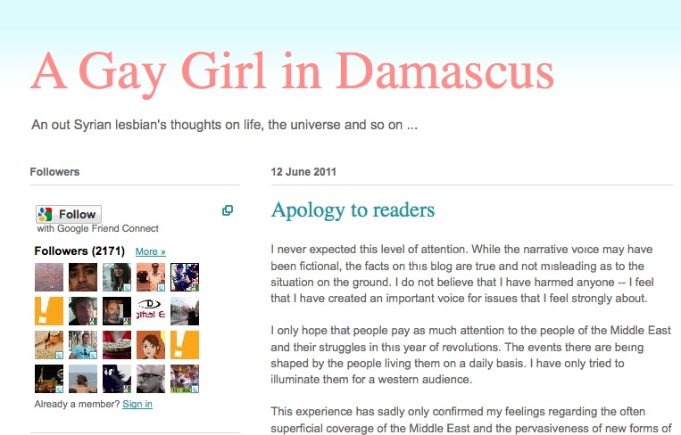 Gay Girl In Damascus | Amina Abdallah Arraf | Tom MacMaster