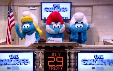 Smurfs Open Stock Exchange | Smurf Photoshoot Harper's Bazaar | Smurf ...