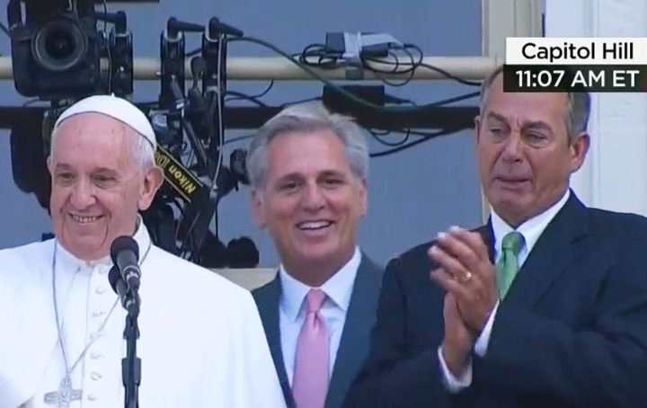 John Boehner Bursts Into Tears While Standing Next to the Pope