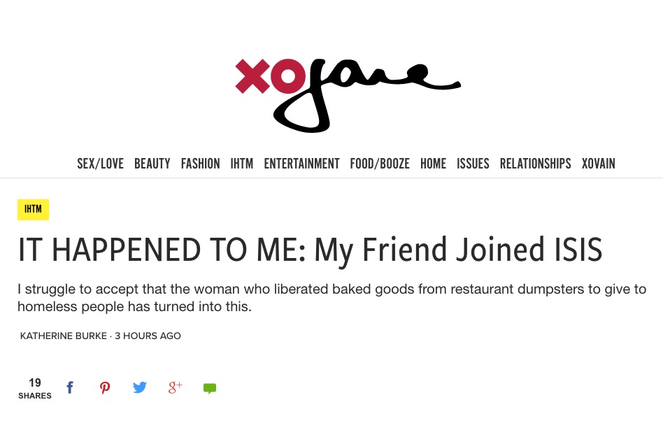 xoJane Seriously Just Published ‘It Happened to Me: My Friend Joined ISIS’