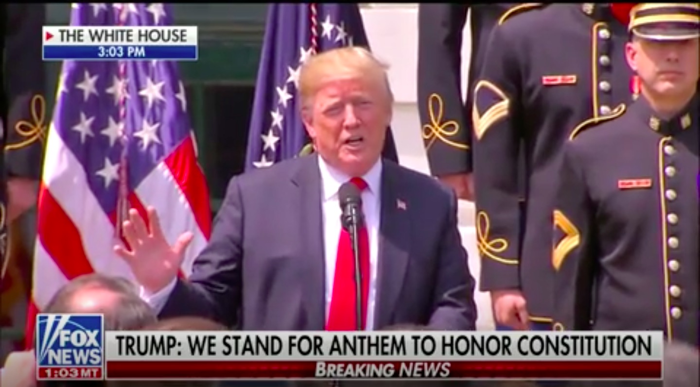 Trump Celebrates Anthem At Event Originally Meant For Philadelphia ...