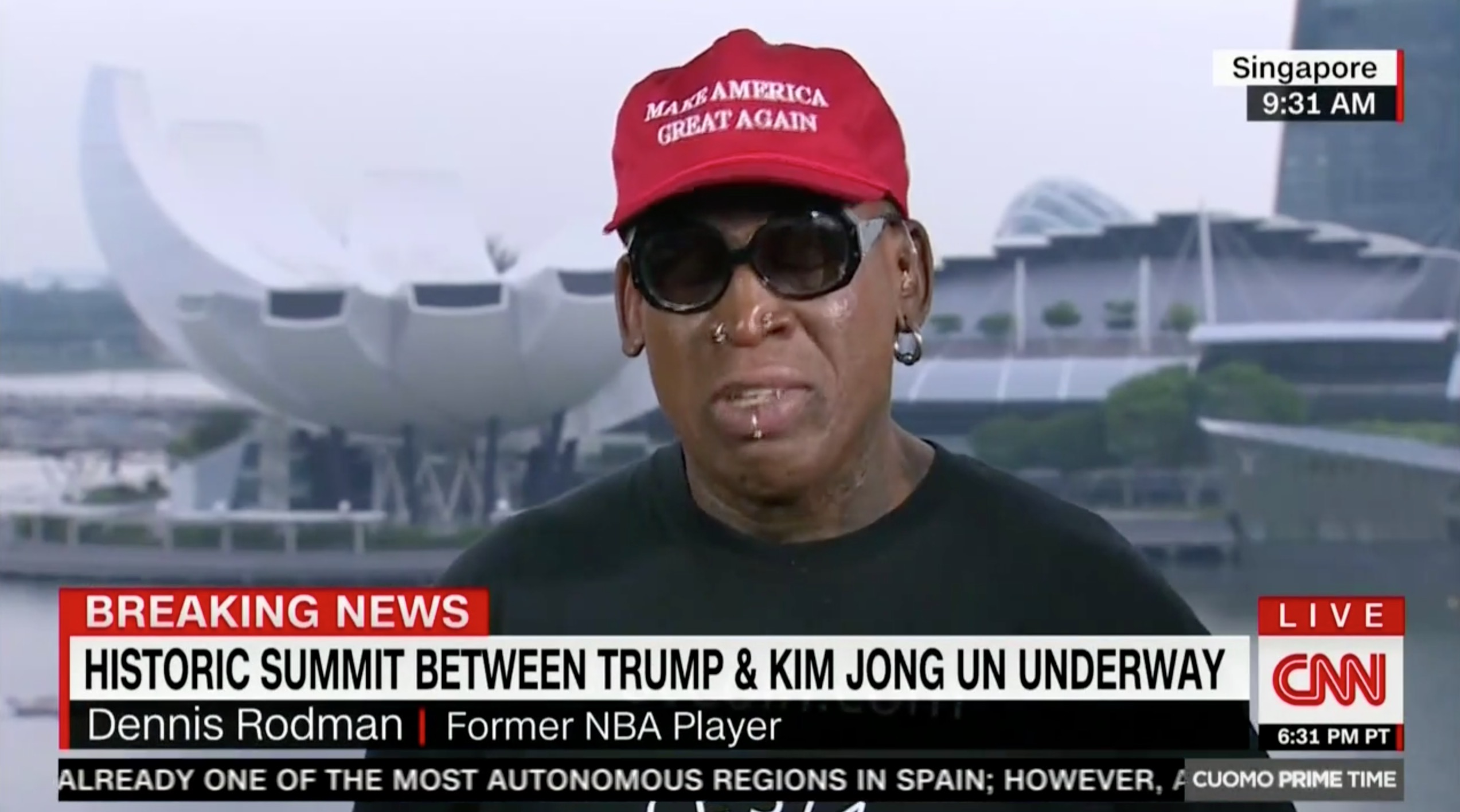 Dennis Rodman Cries on CNN During Trump-Kim Summit