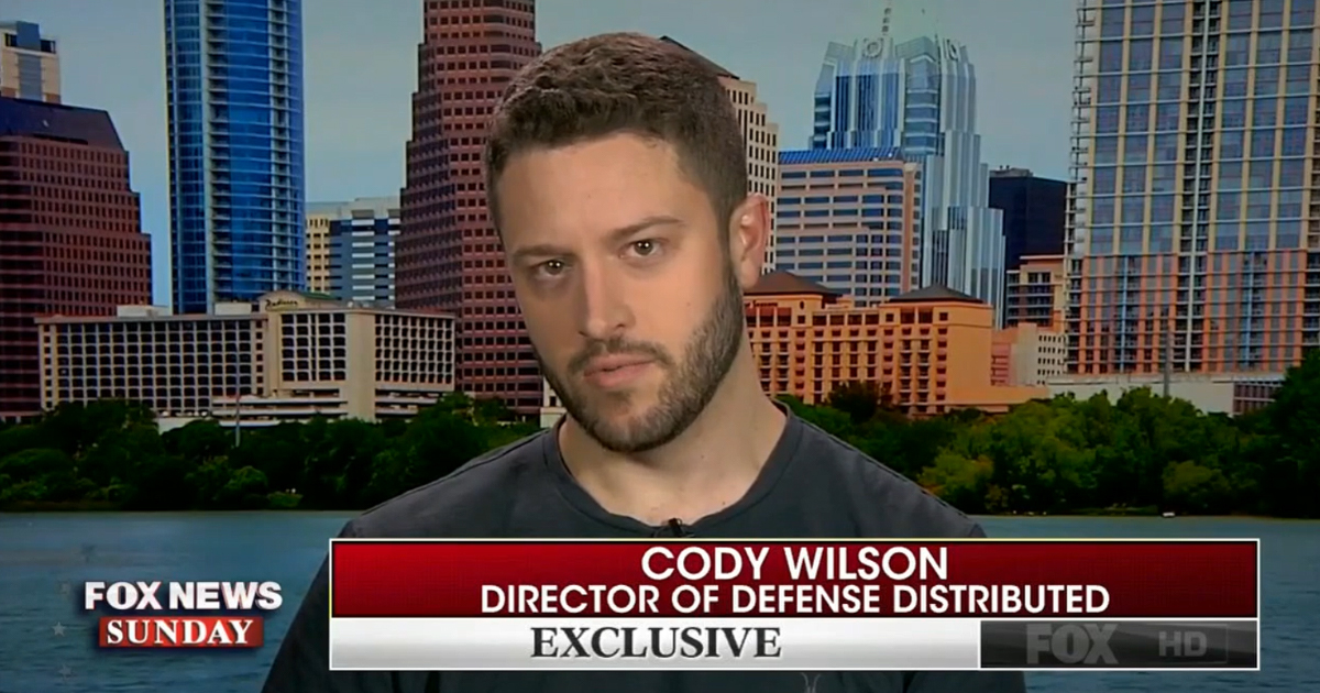 3D-Printed Gun Plans Distributor Cody Wilson on Fox News Sunday: All ...