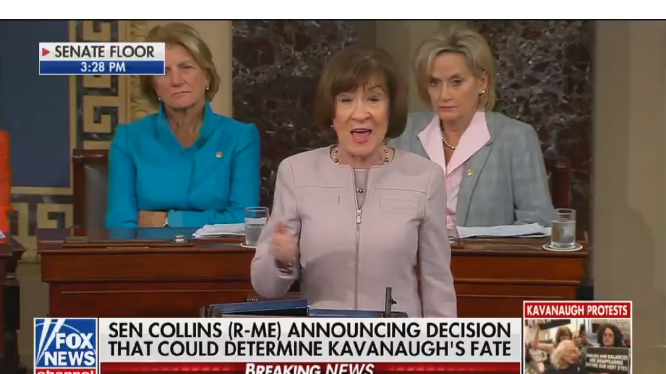 Susan Collins Knocked For Dragging Out Pro-Kavanaugh Speech