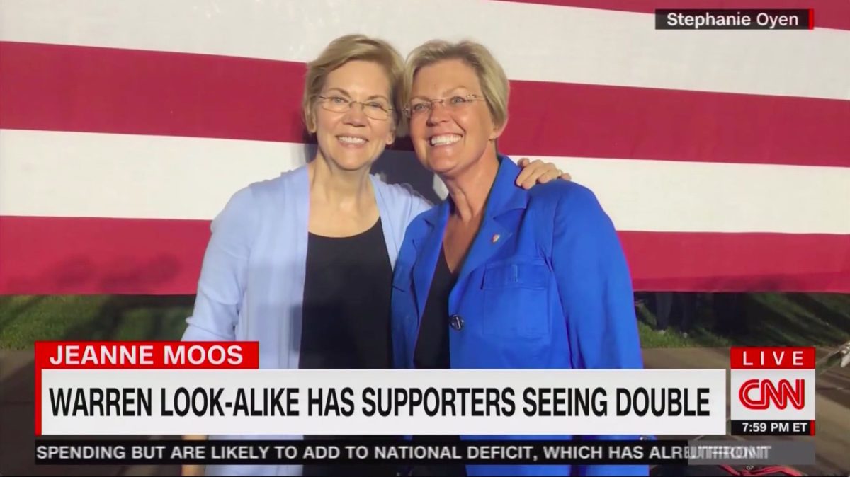 Elizabeth Warren Meets, Takes Selfie With Look-Alike on Campaign Trail