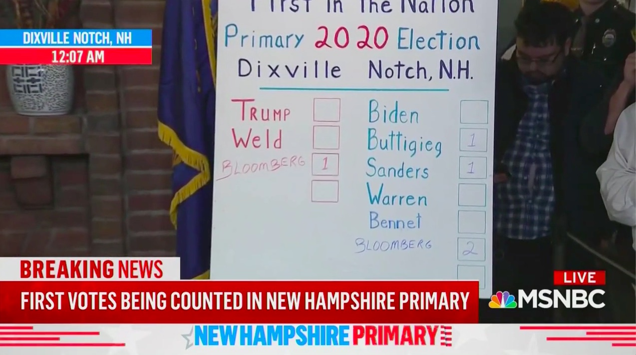 Bloomberg Wins First NH Primary Votes With 3 Write-Ins (1 GOP)