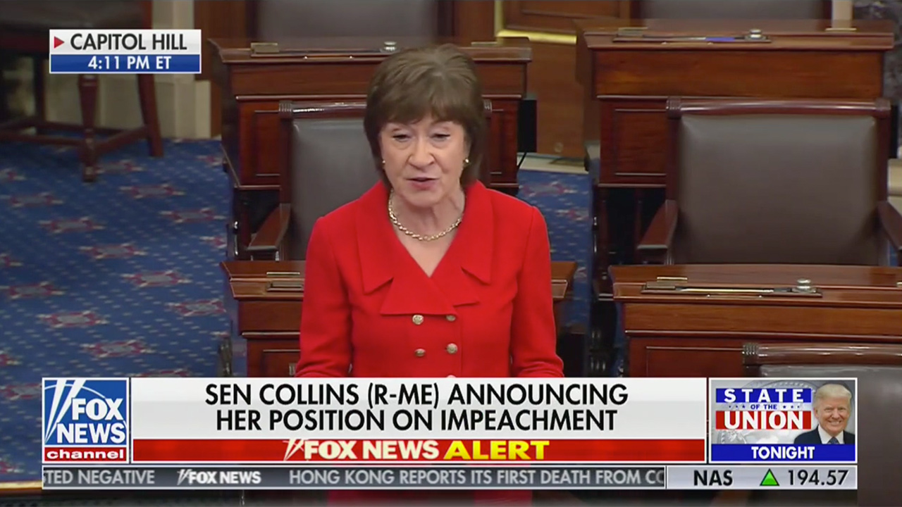 Susan Collins Will Vote to Acquit Trump