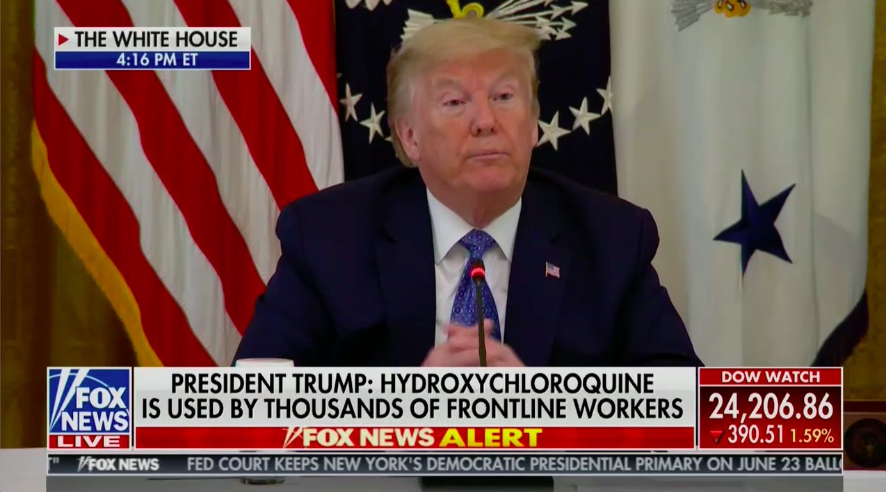 Trump Cites WH Exposure in Taking Hydroxychloroquine