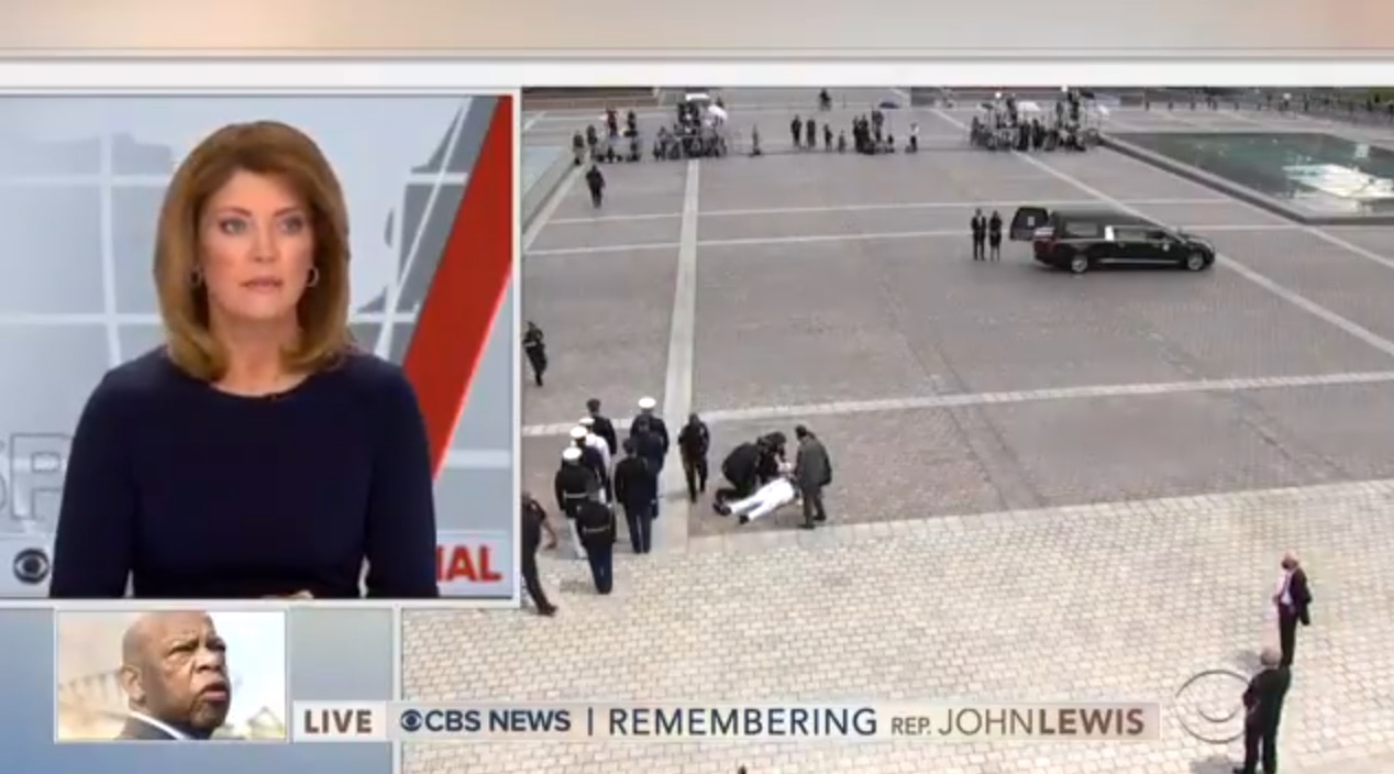 Honor Guard Member Faints During John Lewis Procession