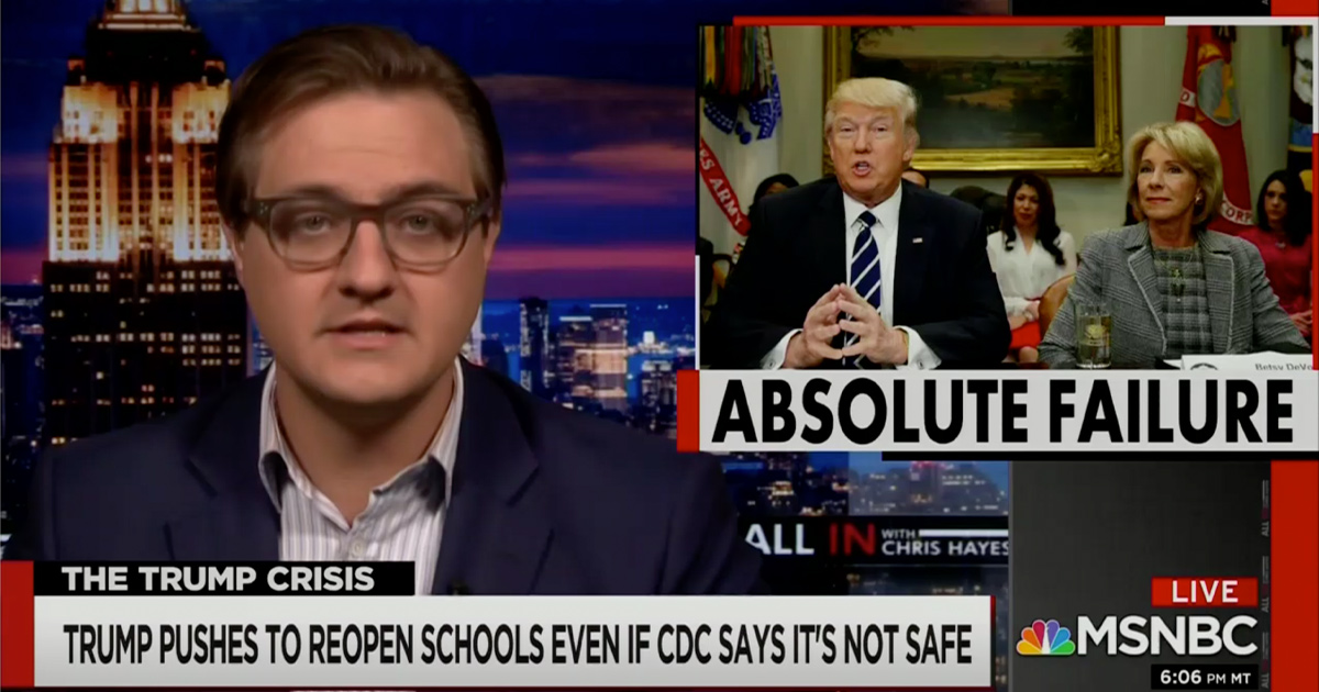 Chris Hayes Goes Off on Trump's School Reopening Push
