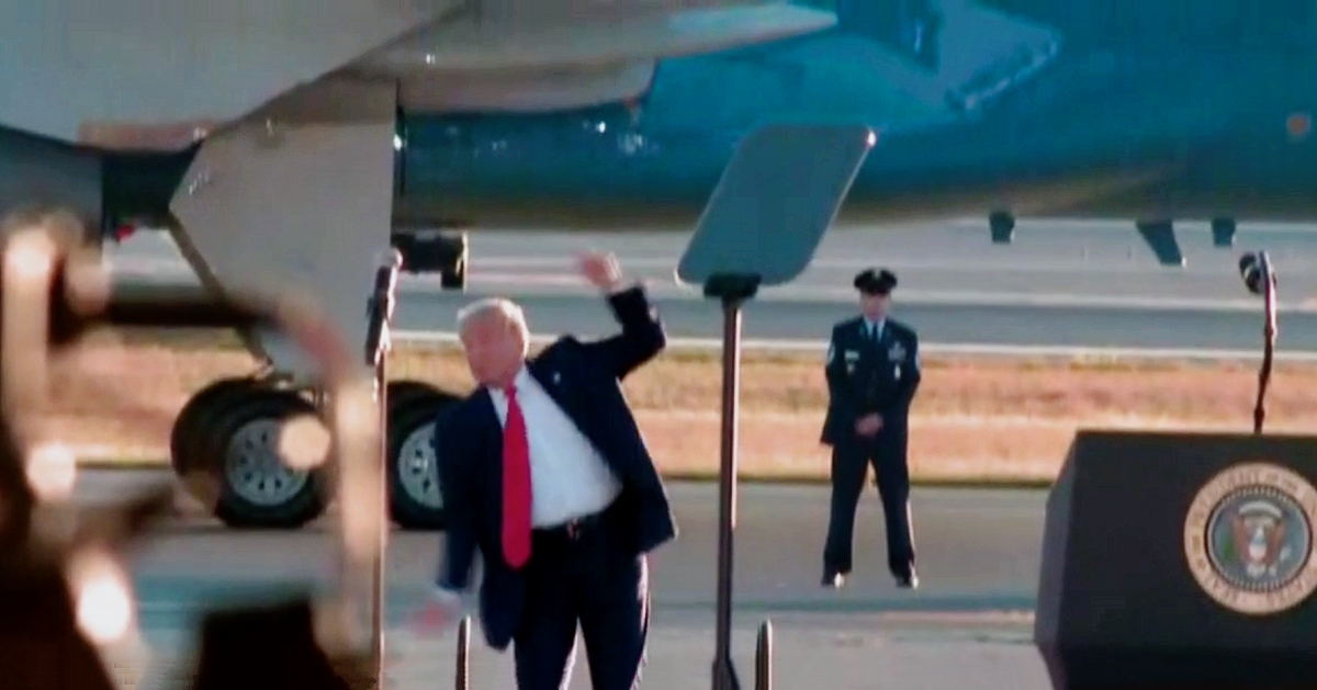 Trump Nearly Falls Off Platform in New Hampshire — Or Did He?