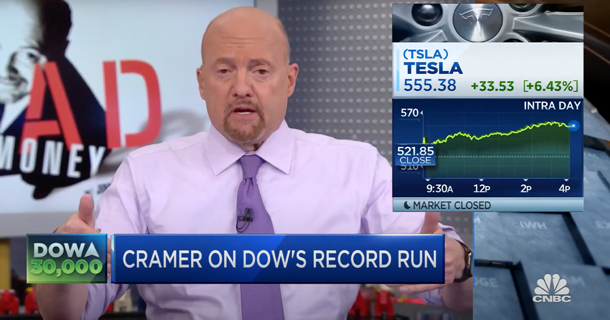 CNBC's Jim Cramer Celebrates Dow Hitting 30,000