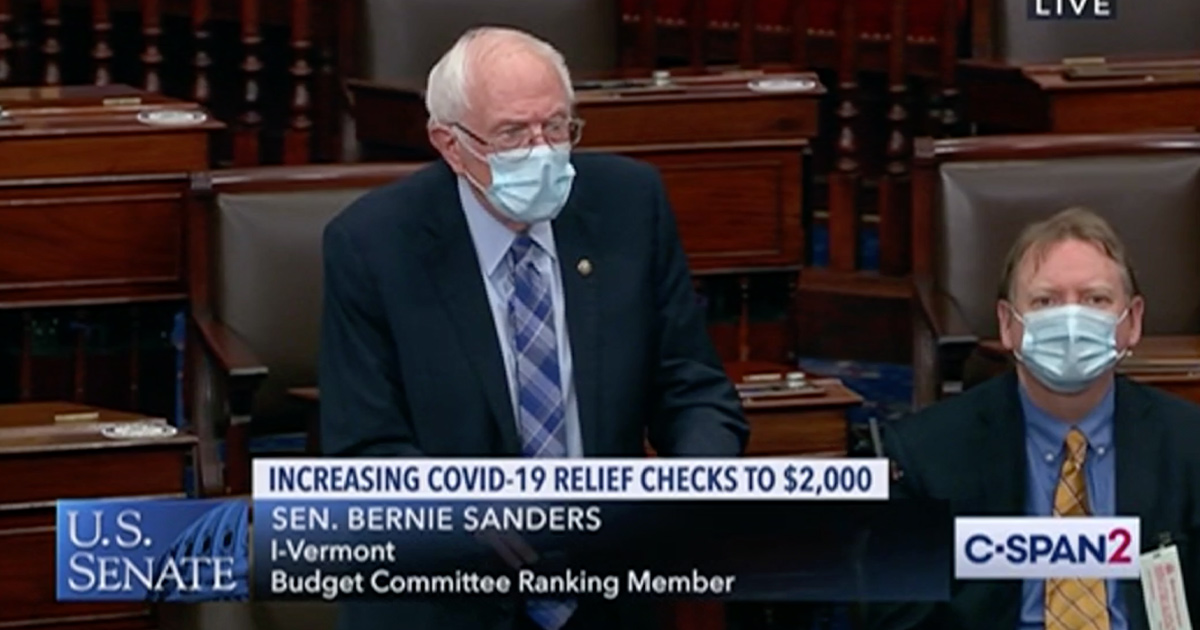 Bernie Sanders Gives Fiery Speech Pushing for ,000 Checks
