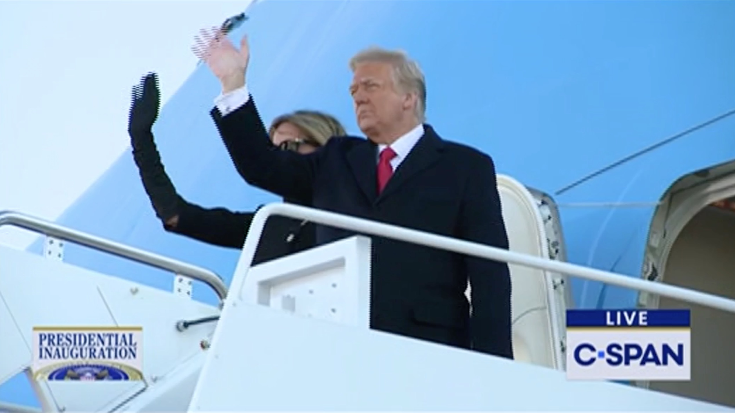 WATCH: Trump Waves Goodbye as He Boards Air Force One
