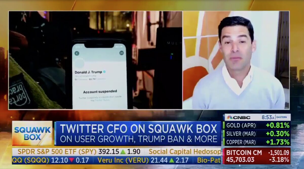 Twitter CFO Ned Segal: Trump Banned Forever