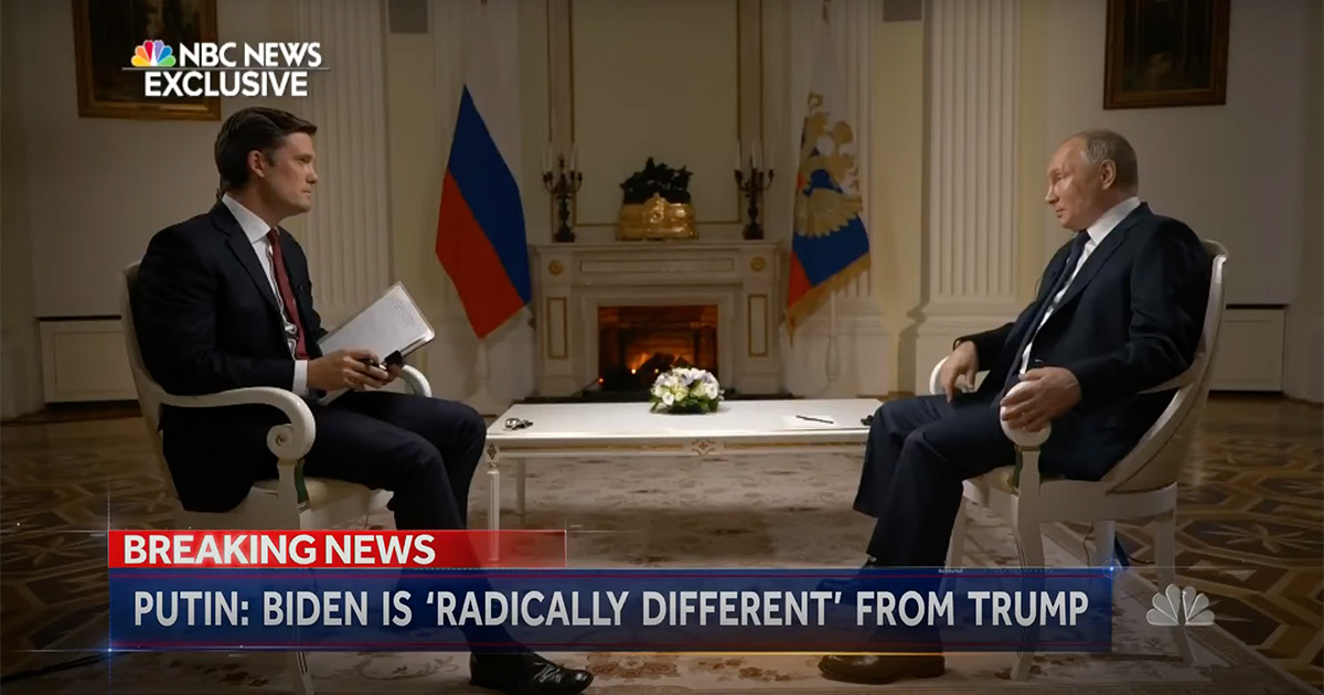 Putin Compares Trump, Biden in NBC News Interview