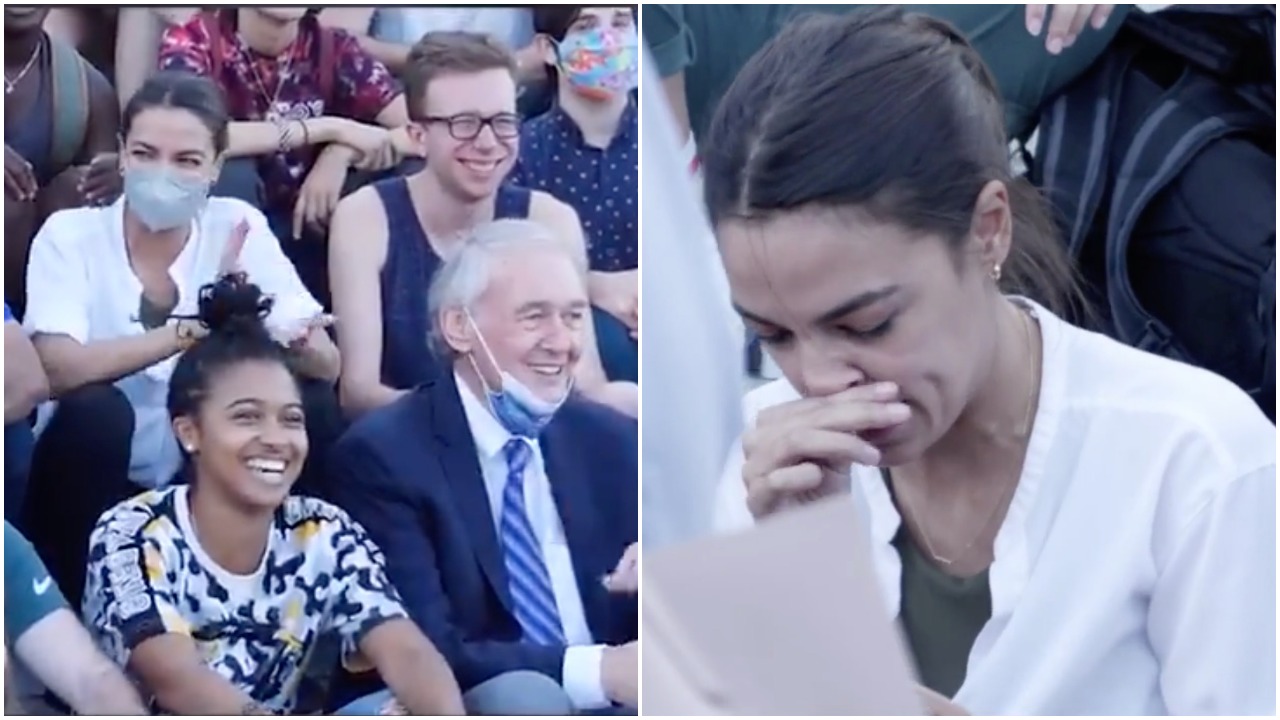 Ocasio-Cortez Dons Face Mask for Photo Before Ripping it Off