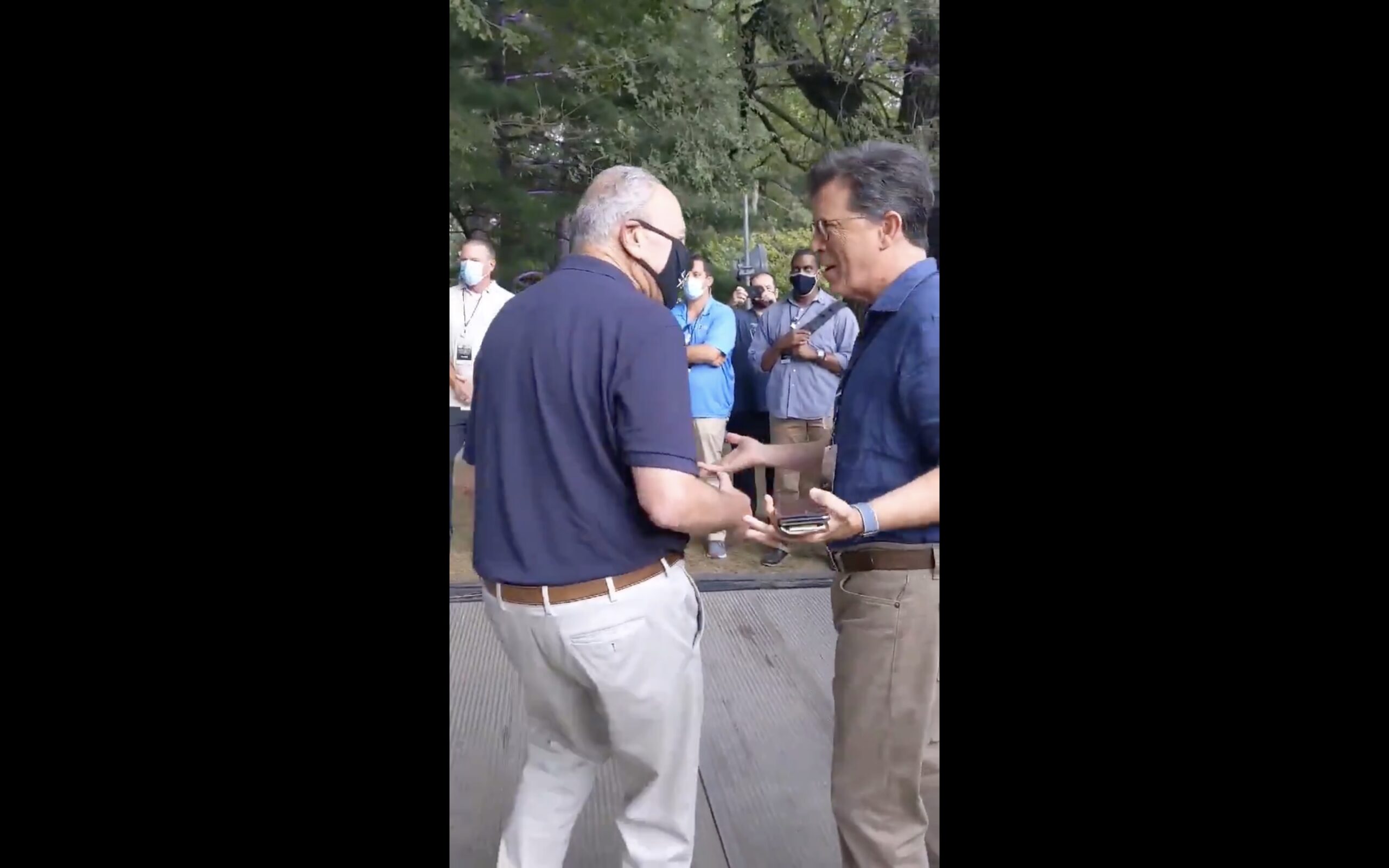 Chuck Schumer Dances Backstage With Stephen Colbert
