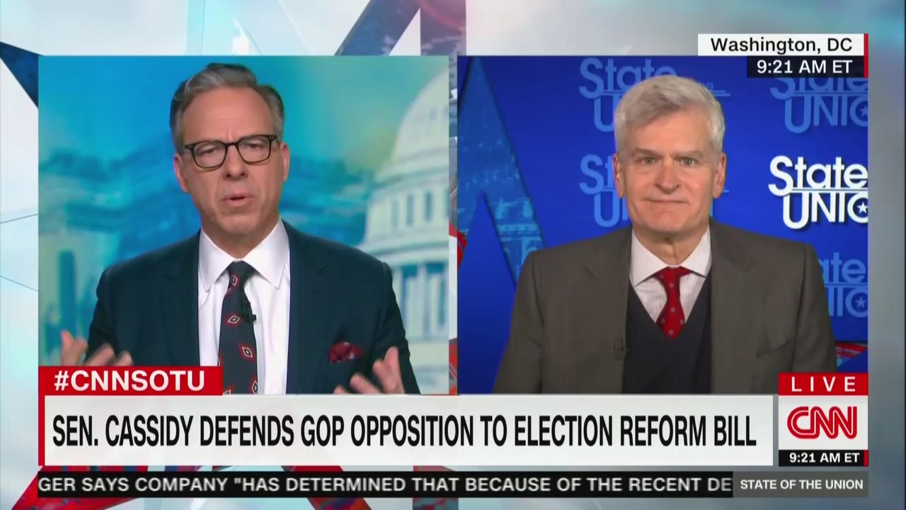 Jake Tapper, Sen. Bill Cassidy Debate Election Reform Bills