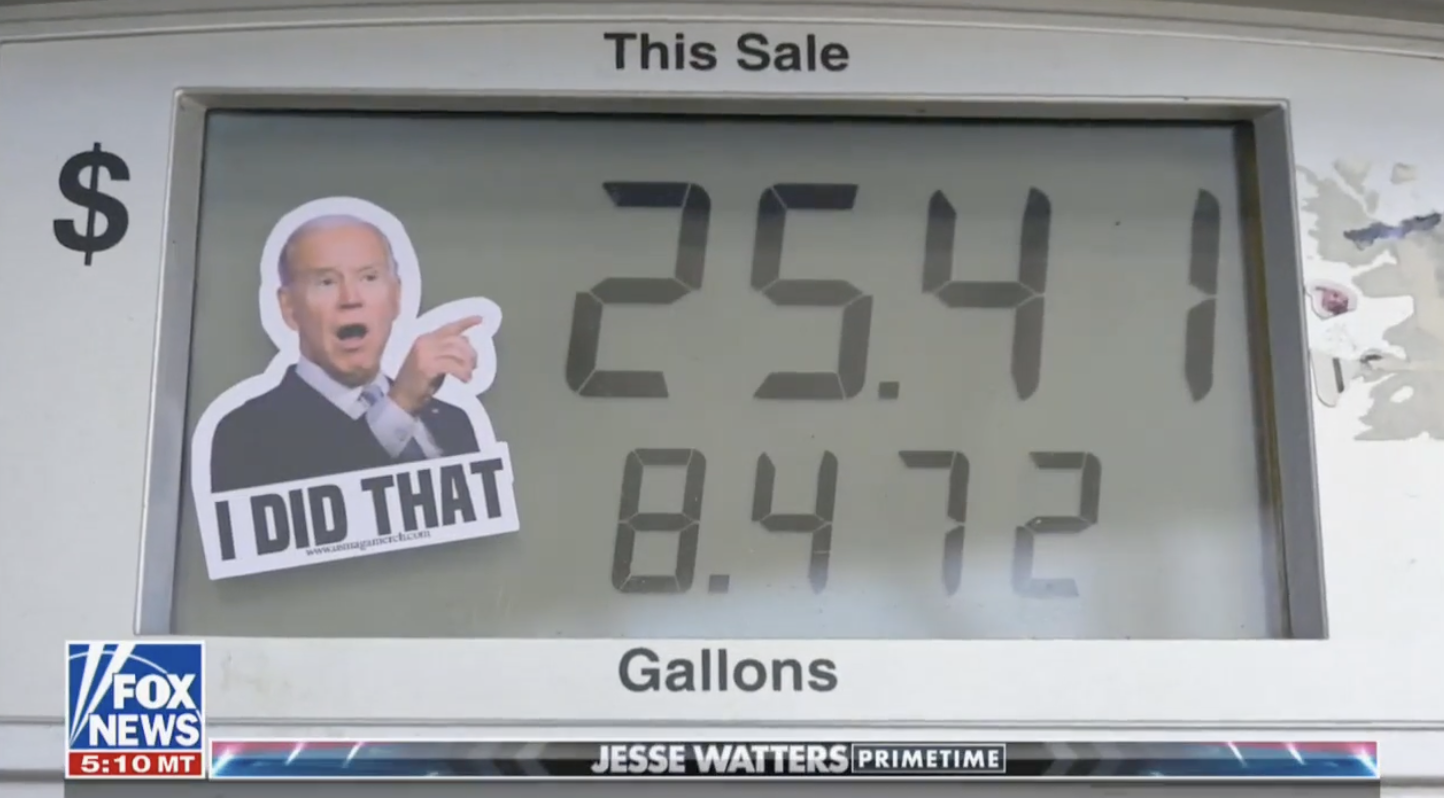 Jesse Watters Defends Biden Gas Pump Stickers as 'Fun'