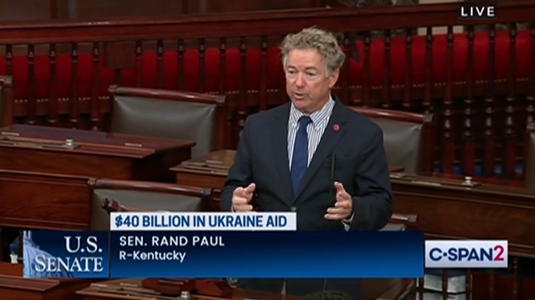 Watch Rand Paul Stall Passage of Ukraine Aid in Senate