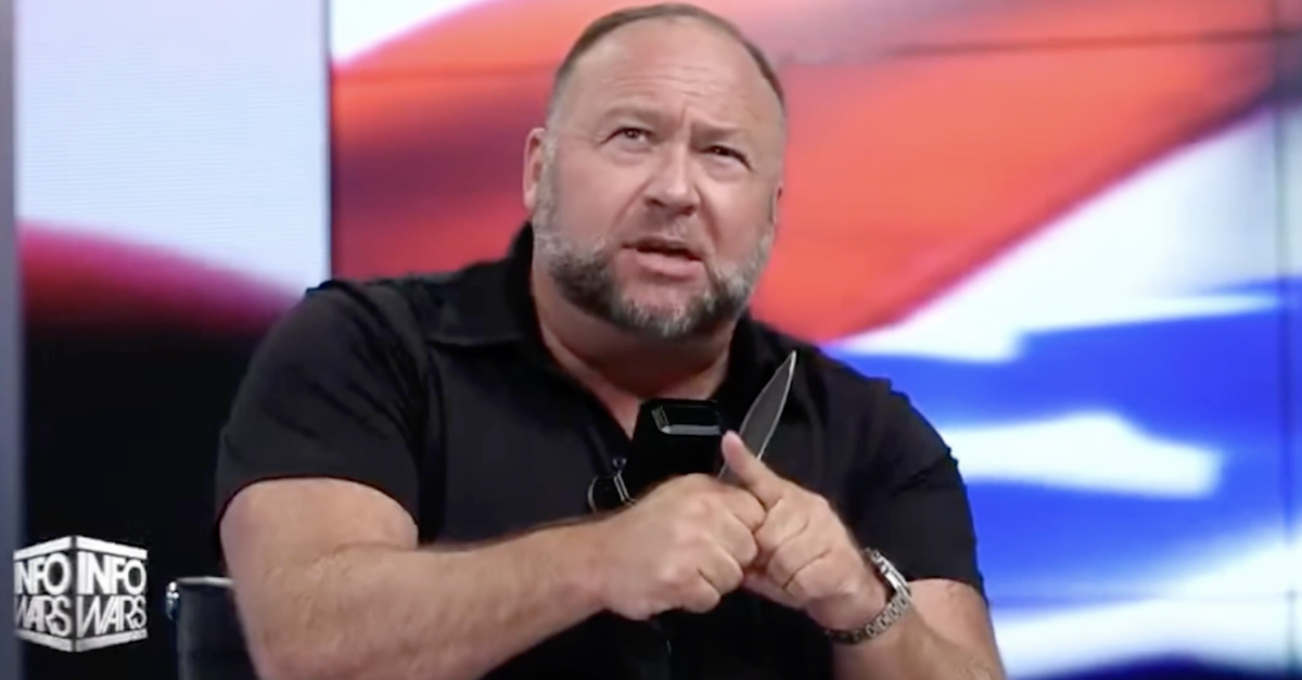 Alex Jones Threatens to Cut His Finger Off Live for Audience