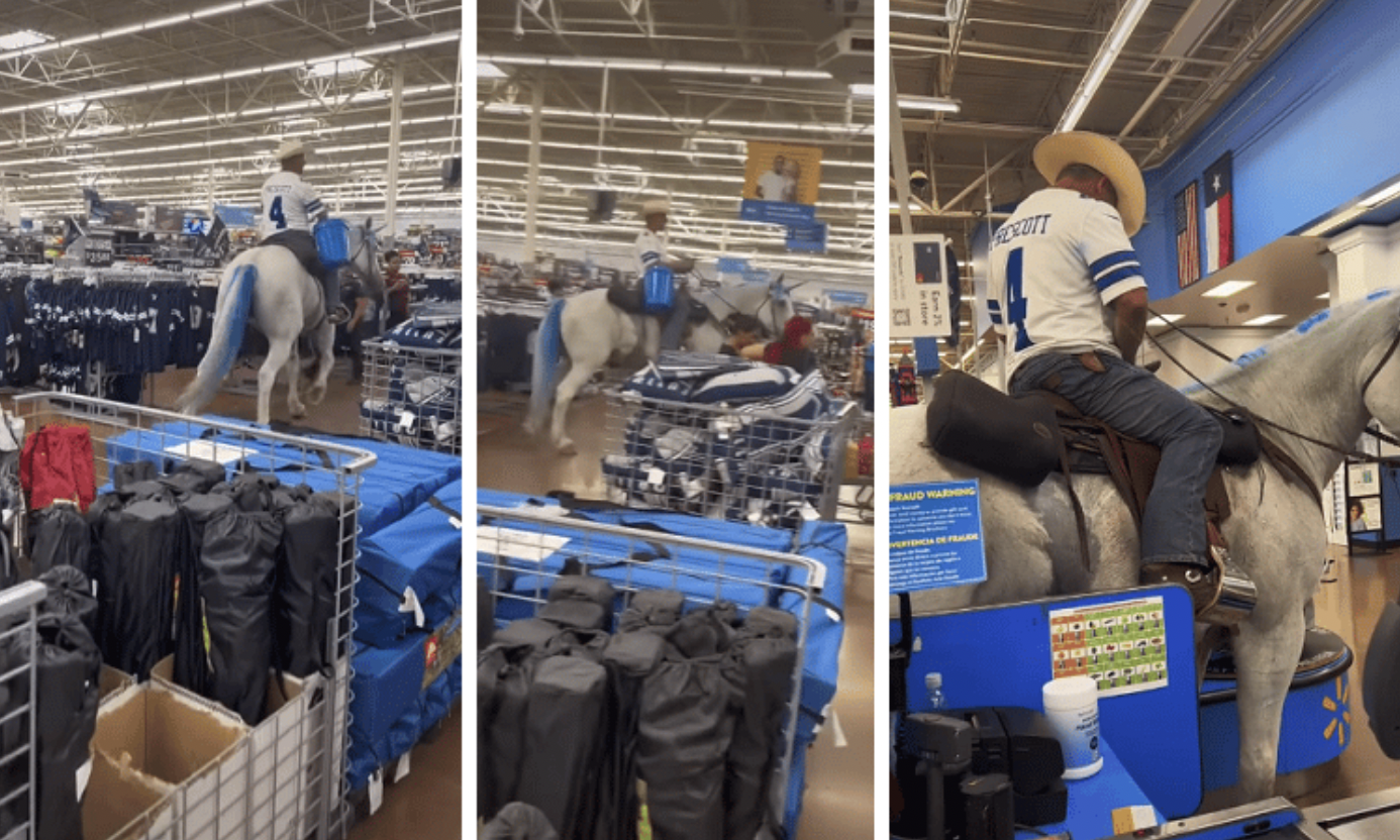 Cowboys Fan Rides Horse Through Walmart After Team Win