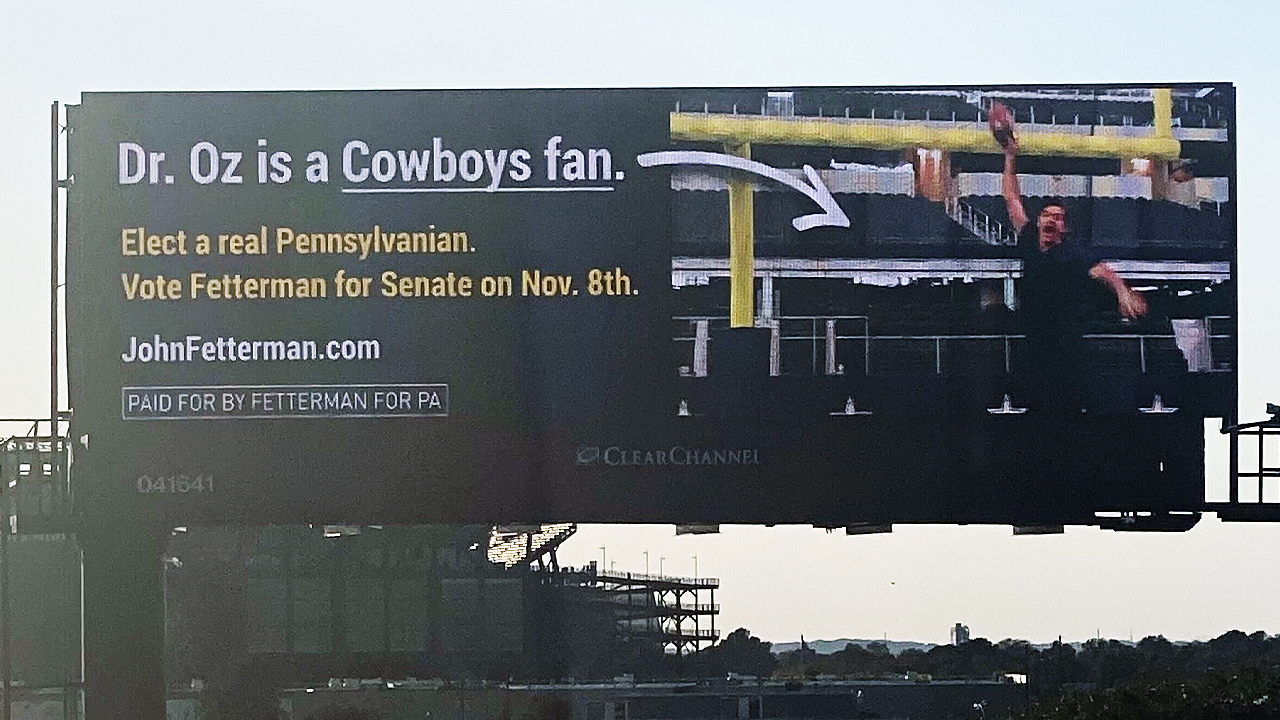 Fetterman Camp Posts Billboards Calling Dr. Oz a Cowboys Fan