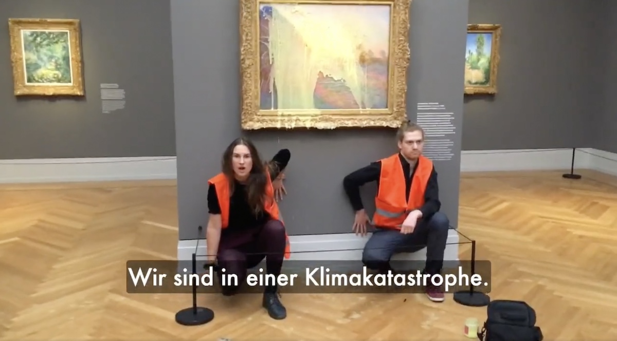 Climate Protesters Throw Mashed Potatoes on Monet Painting