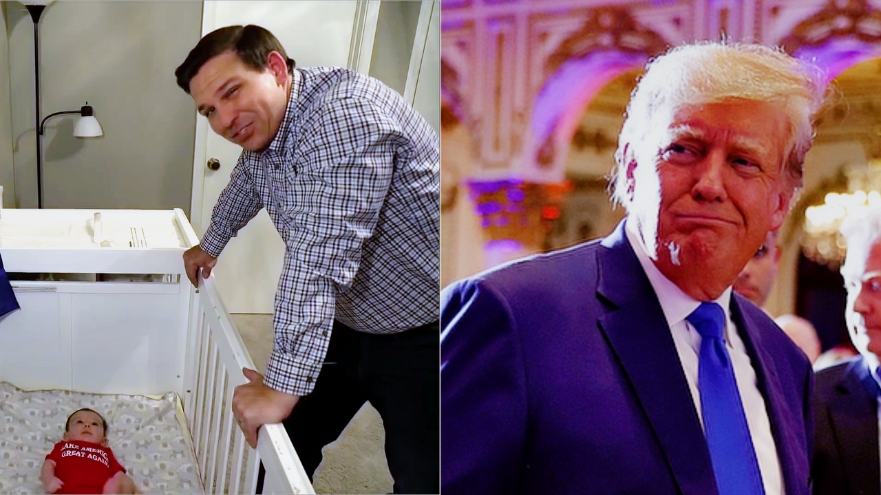 WATCH: Trump — Not At All Mad — Trolls DeSantis For Putting His Baby In ...
