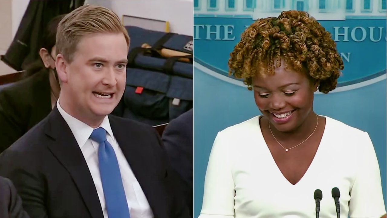 WATCH: Karine Jean-Pierre Busts Out Laughing After Fox Peter Doocy ...
