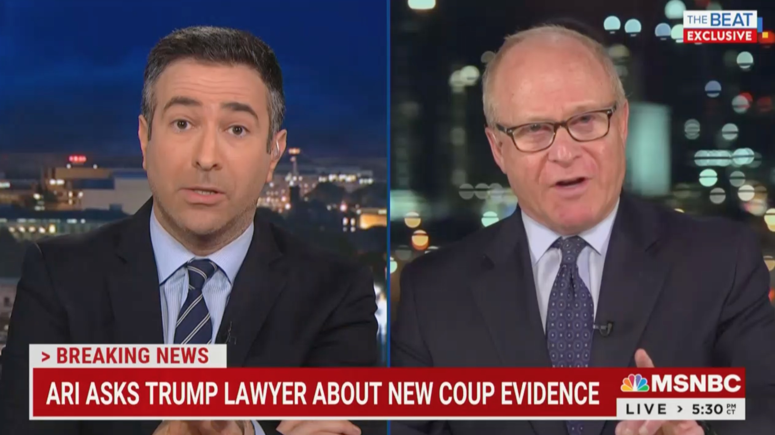 Ari Melber, David Schoen Clash on Trump's Election Lies