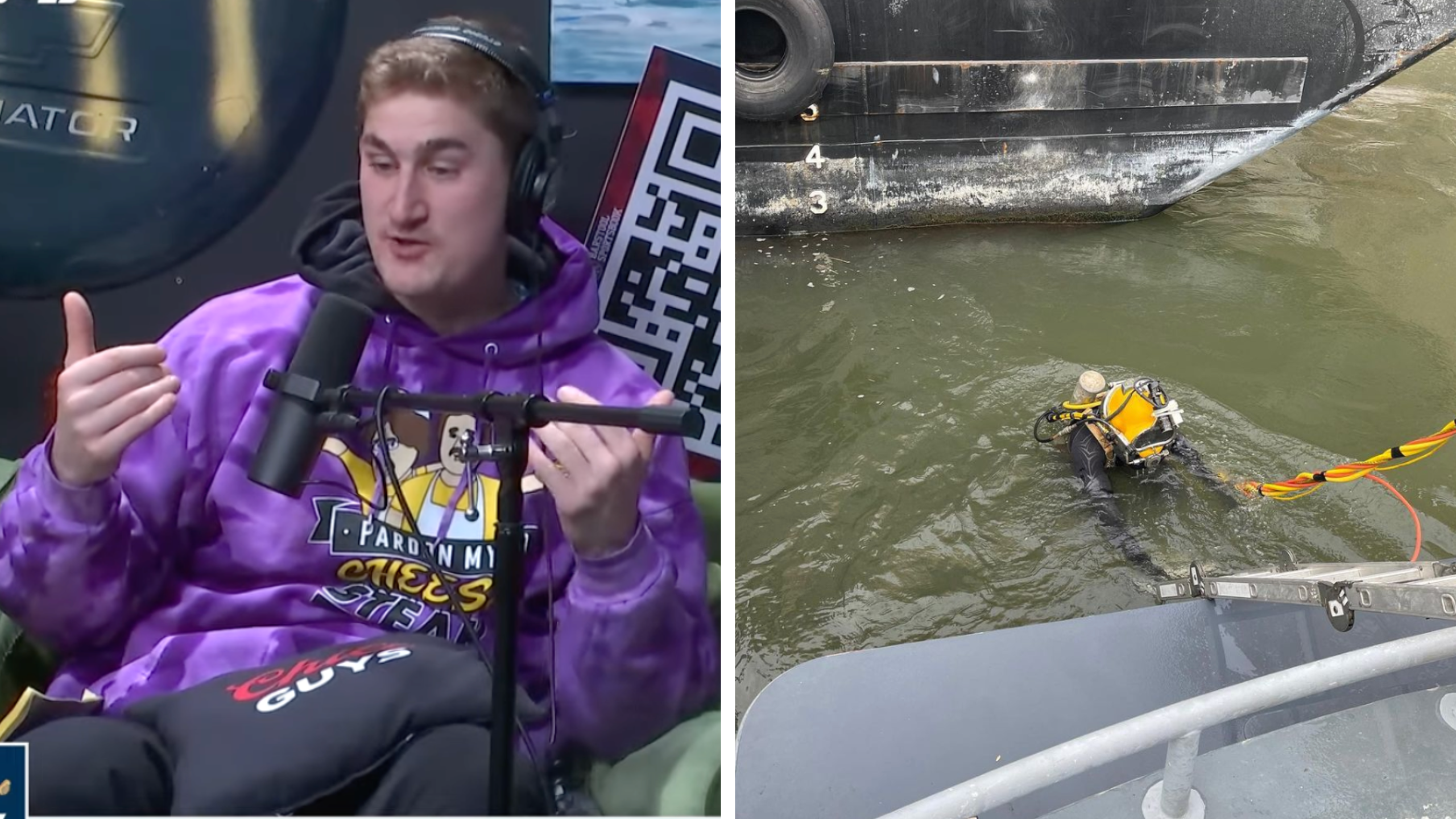 Barstool Sports Host Dives in NY River For Mammoth Bones