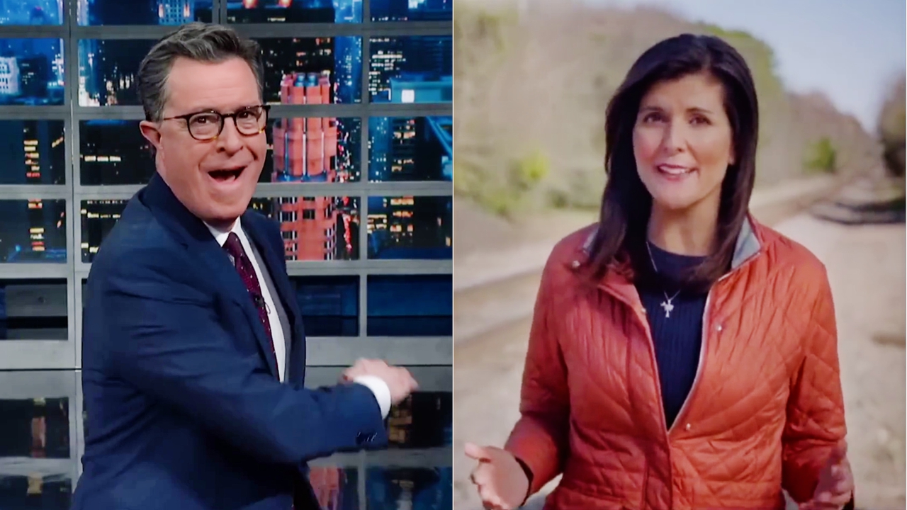‘You Know, Not Racist!’ Colbert Mocks Nikki Haley Campaign Launch Video ...