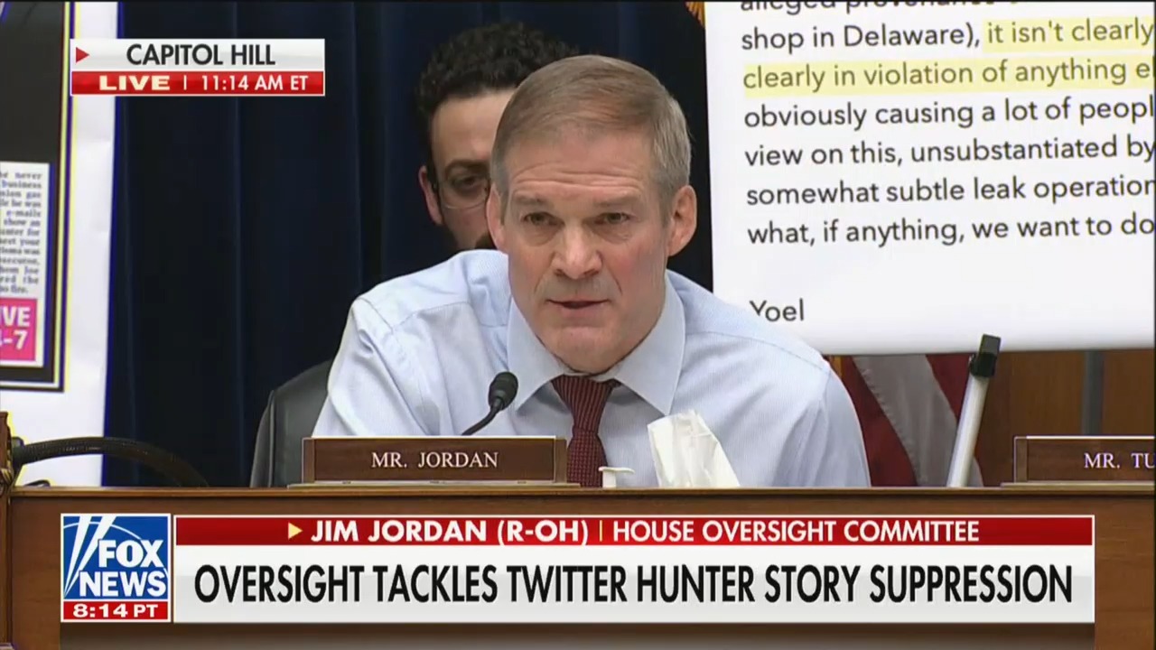 Jim Jordan Rages at Twitter Official For Suppression of Hunter Biden ...