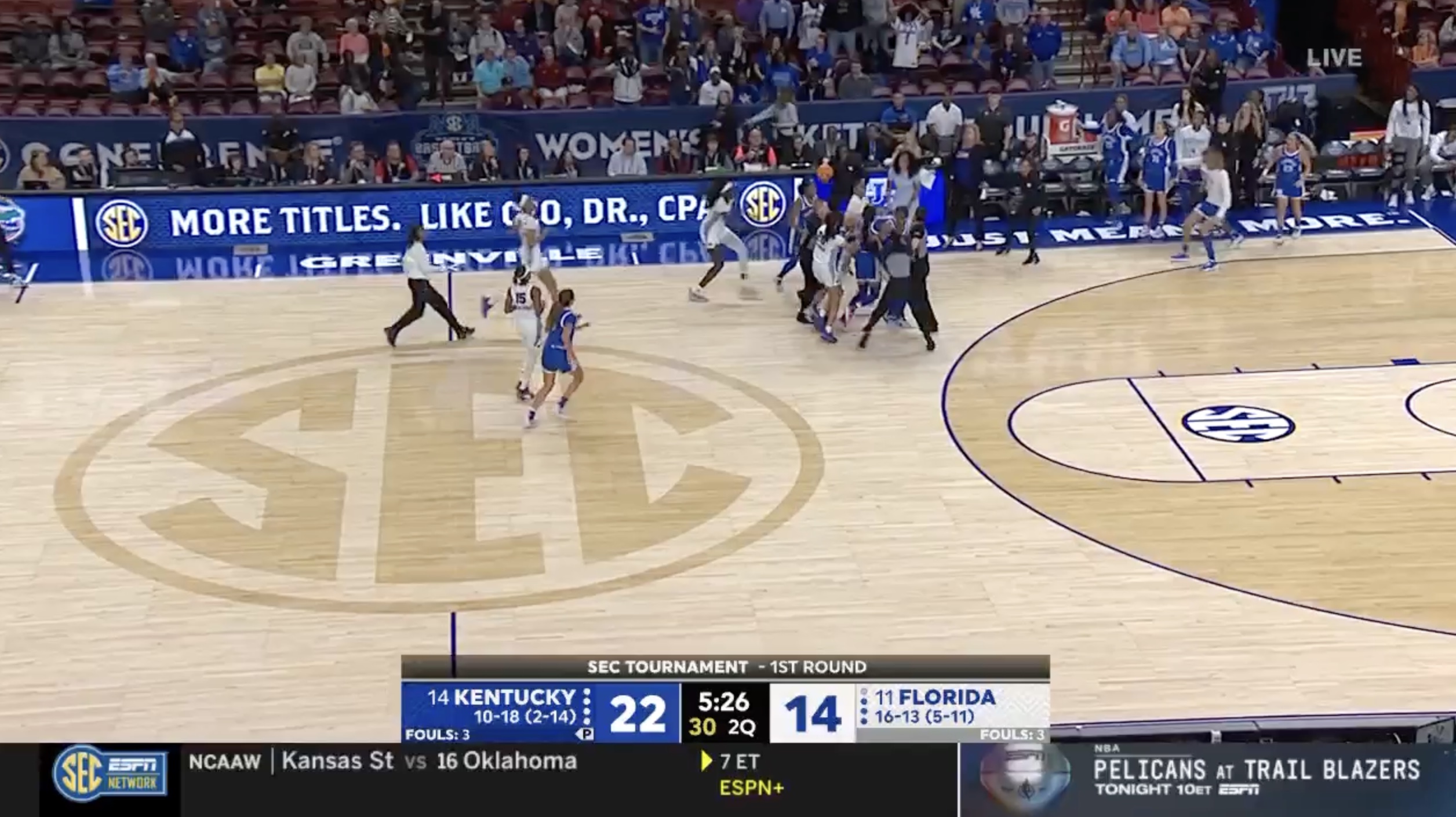 Wild Brawl Ensues At Women's SEC Basketball Tournament