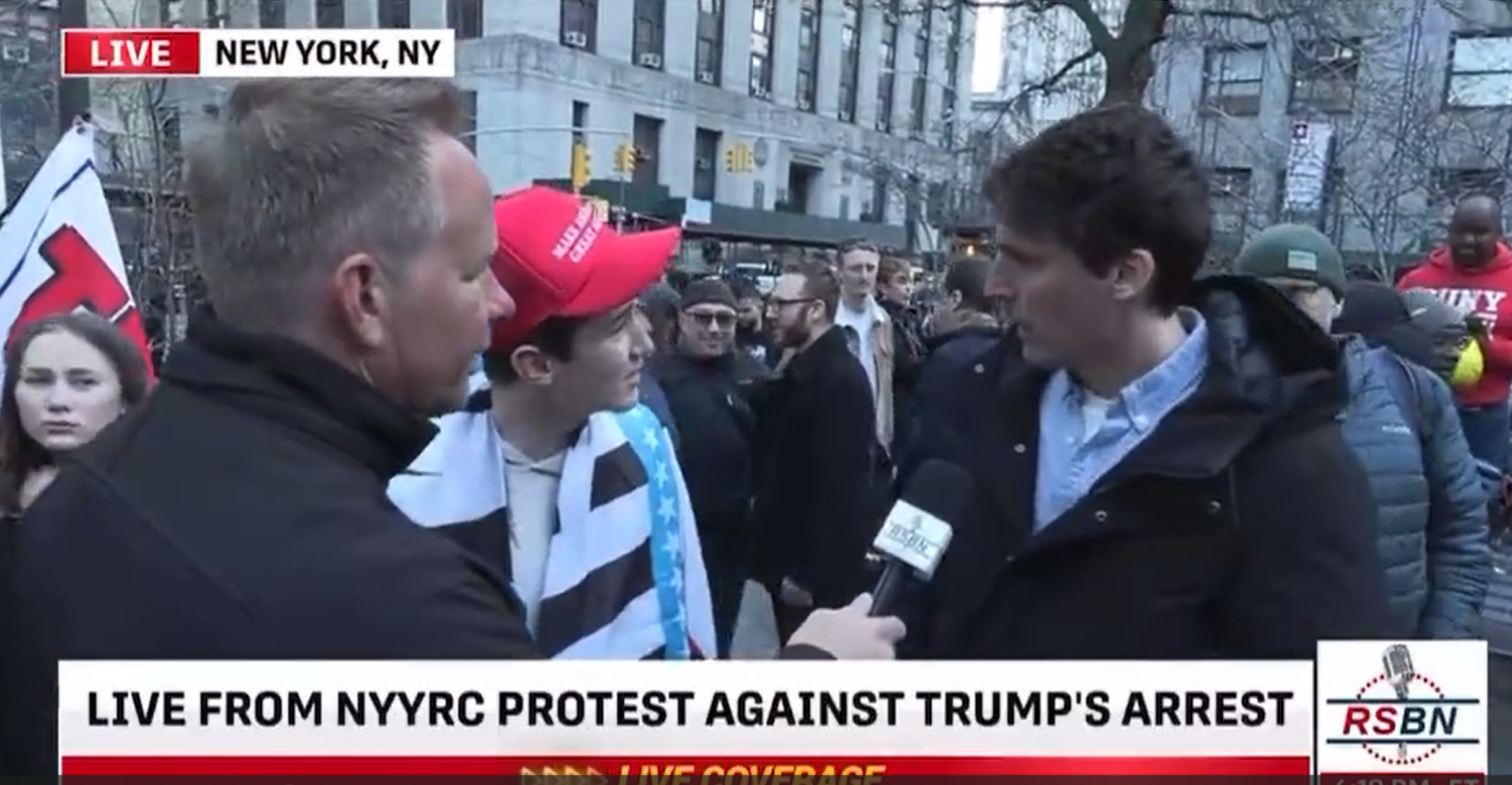 Comedian Jason Selvig Trolls Pro-Trump Network at NYC Protest