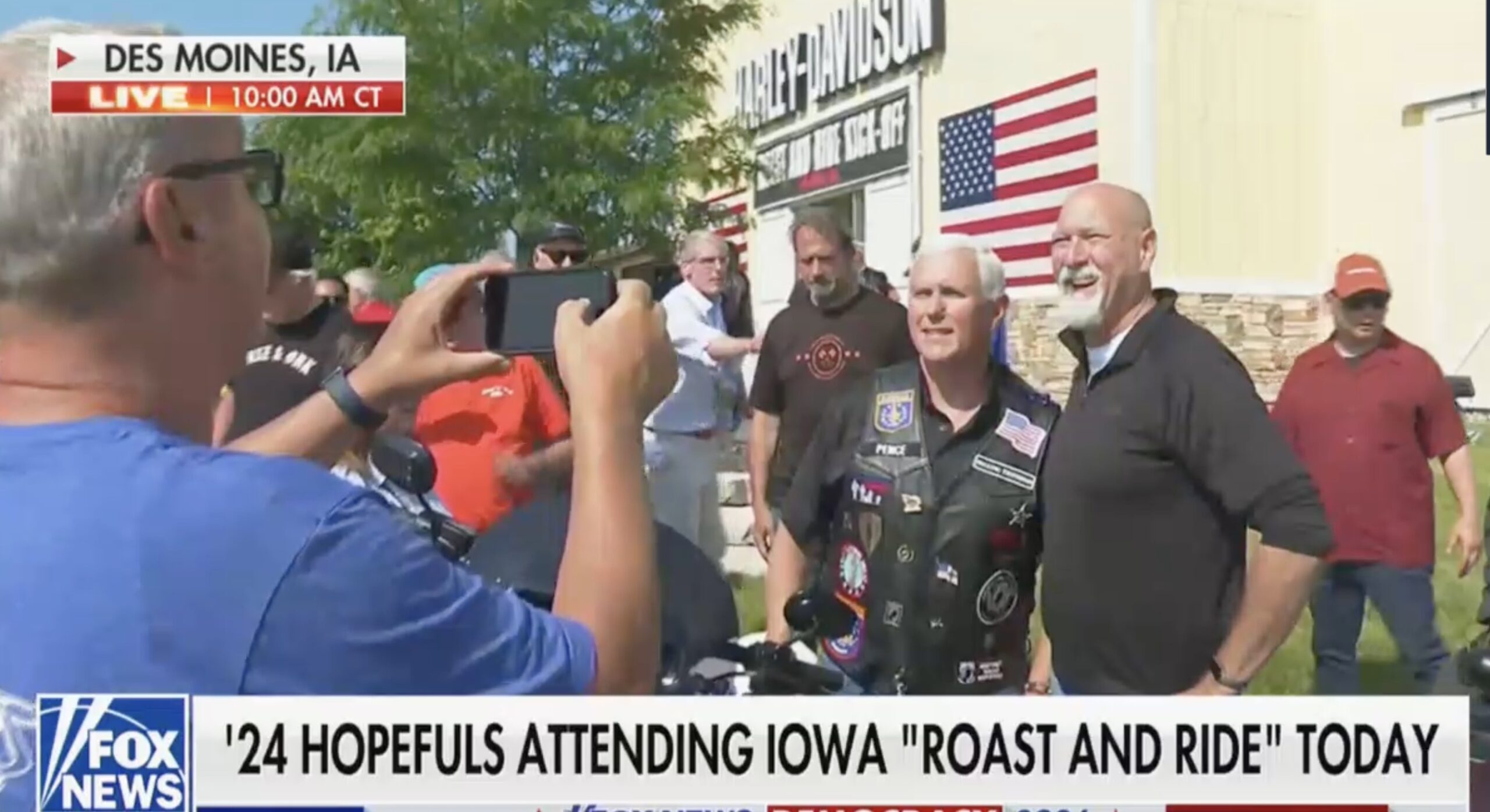 Mike Pence Dons Biker Gear For Iowa Campaign Event