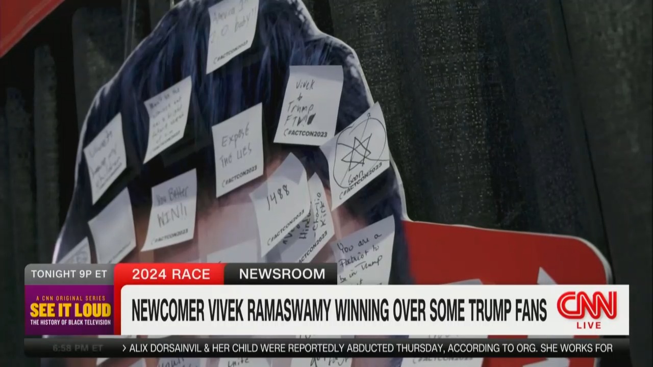Vivek Ramaswamy Sign Defaced With Nazi Jokes At Conference