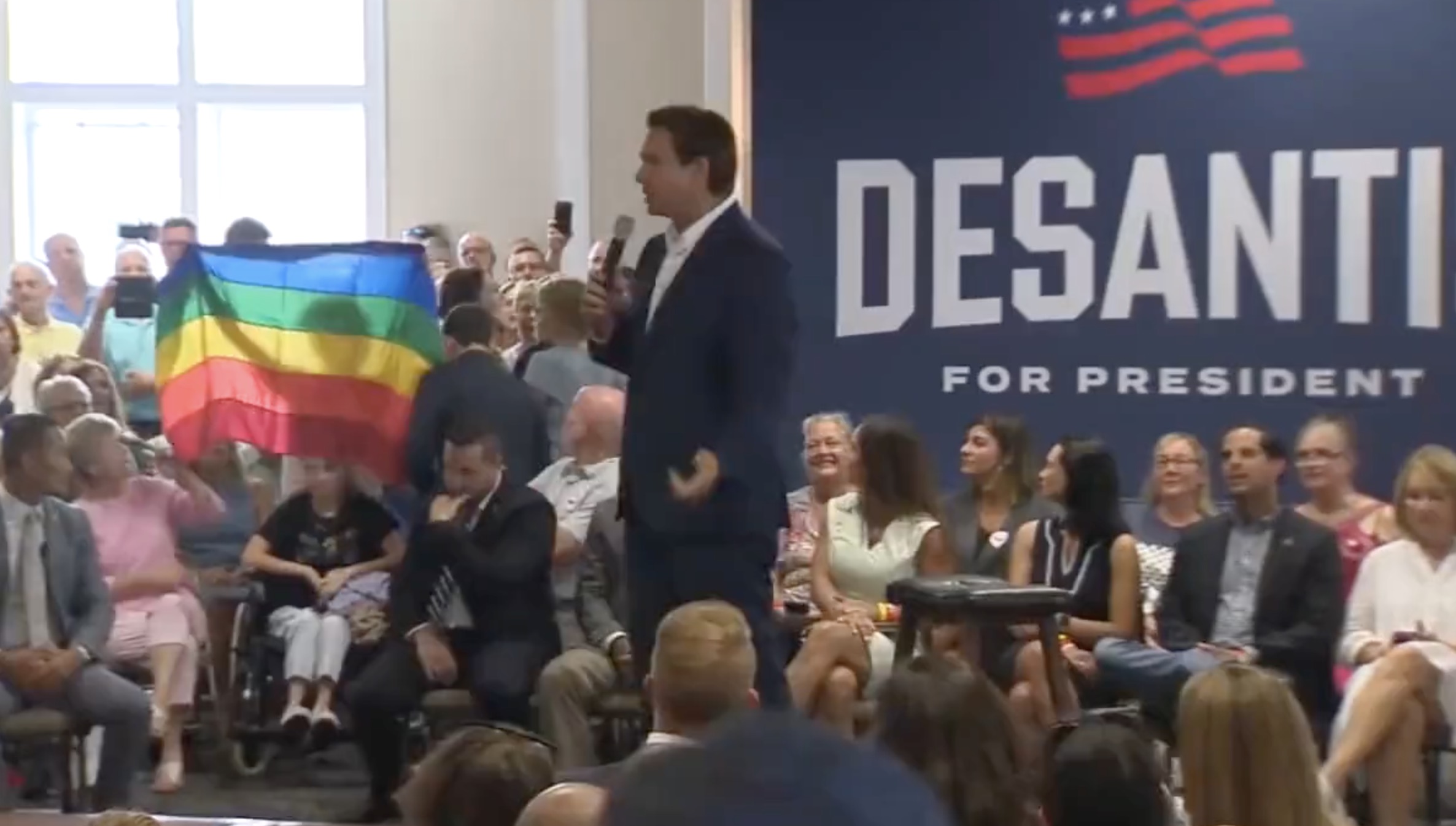 Ron Desantis Celebrates Pride Flag Removal from Speech