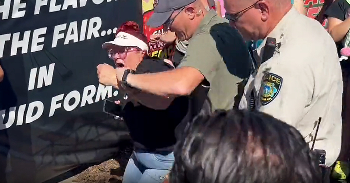 Police Throw Out DeSantis Protesters At Iowa State Fair