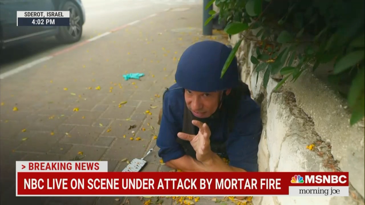 NBC News' Richard Engel Takes Cover While Reporting From Israel