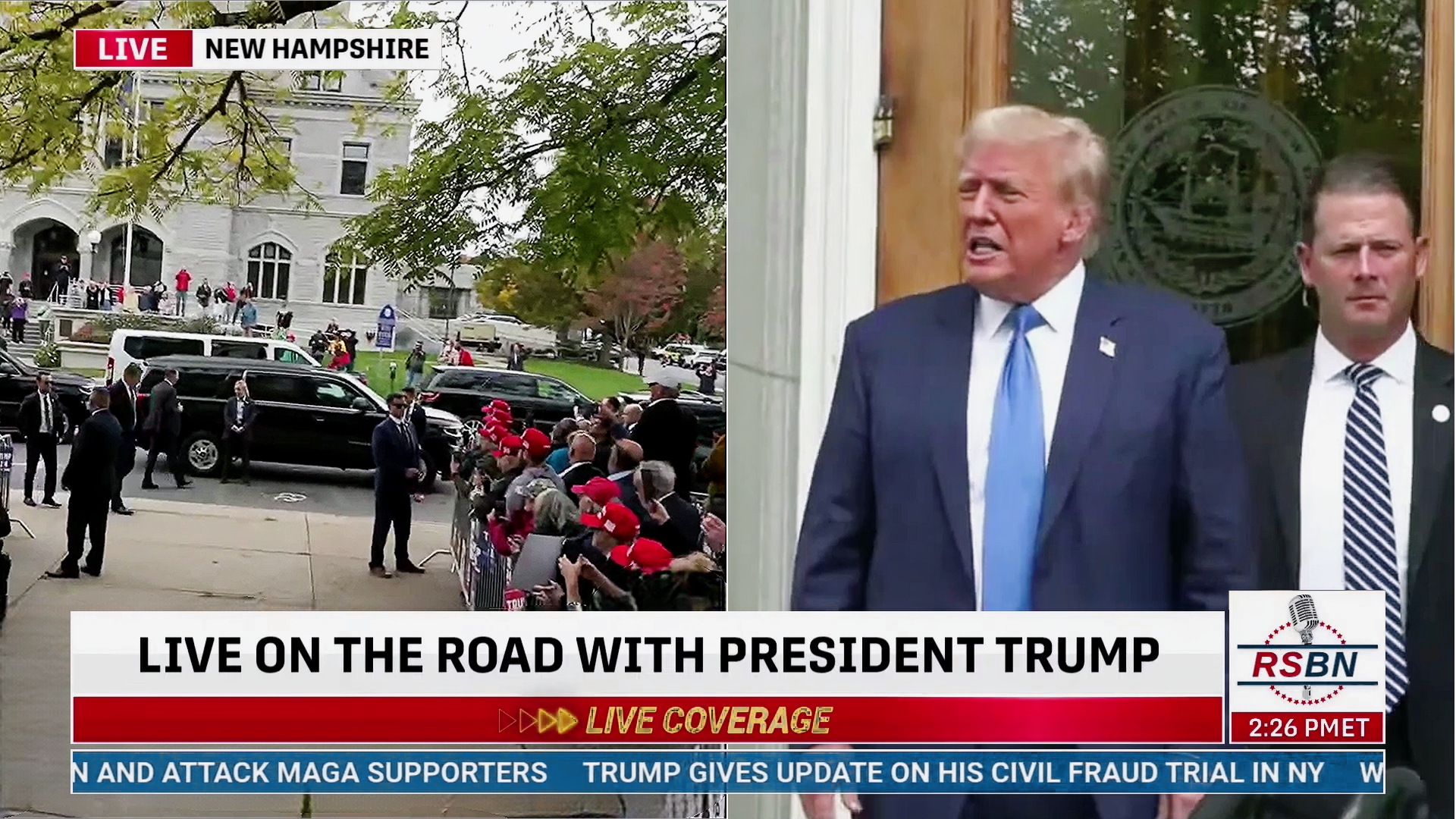 'Trump Going To Jail!' Megaphone-Wielder Taunts Trump in NH