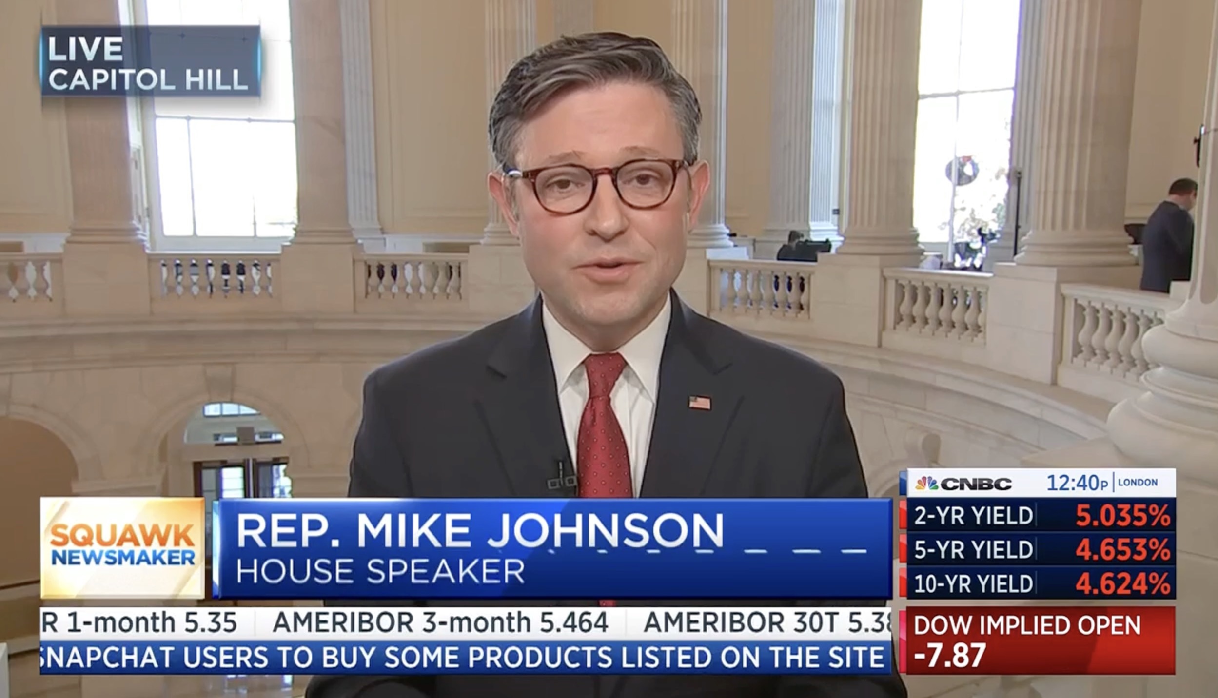 Mike Johnson Defends Trump's Election Denialism on CNBC