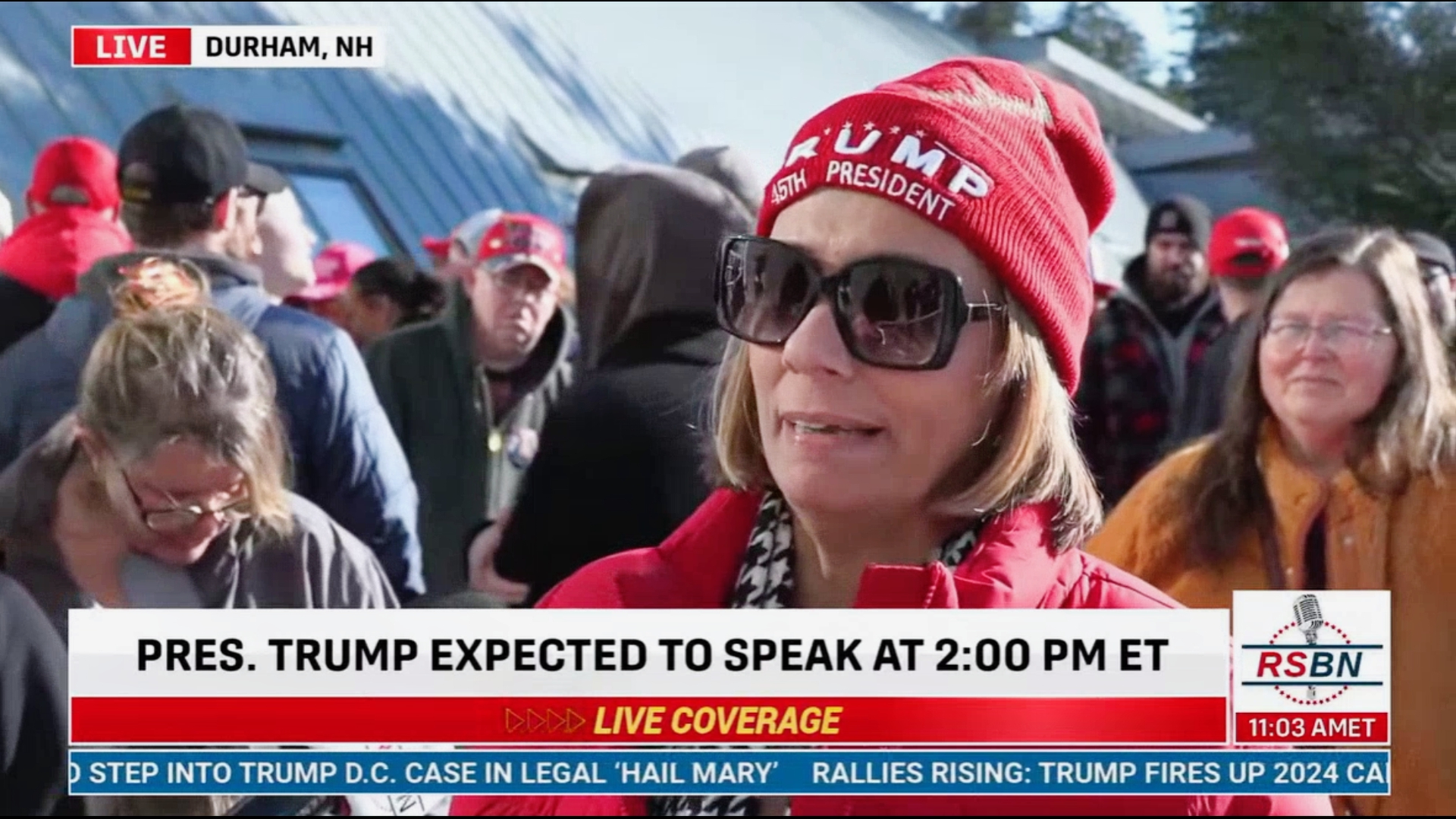 Woman Outside Trump Rally Says 'Trump Exposed The Evil'