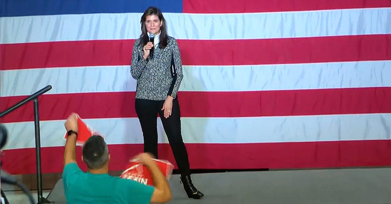 Nikki Haley Heckled As Man Shouts About 'Military-Industrial Complex ...
