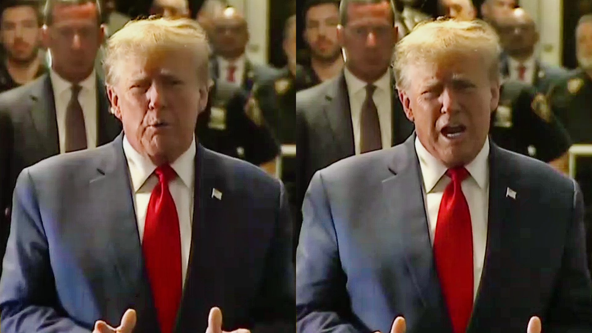 Trump Rants at Biden Outside Porn Star Hush Mony Hearing