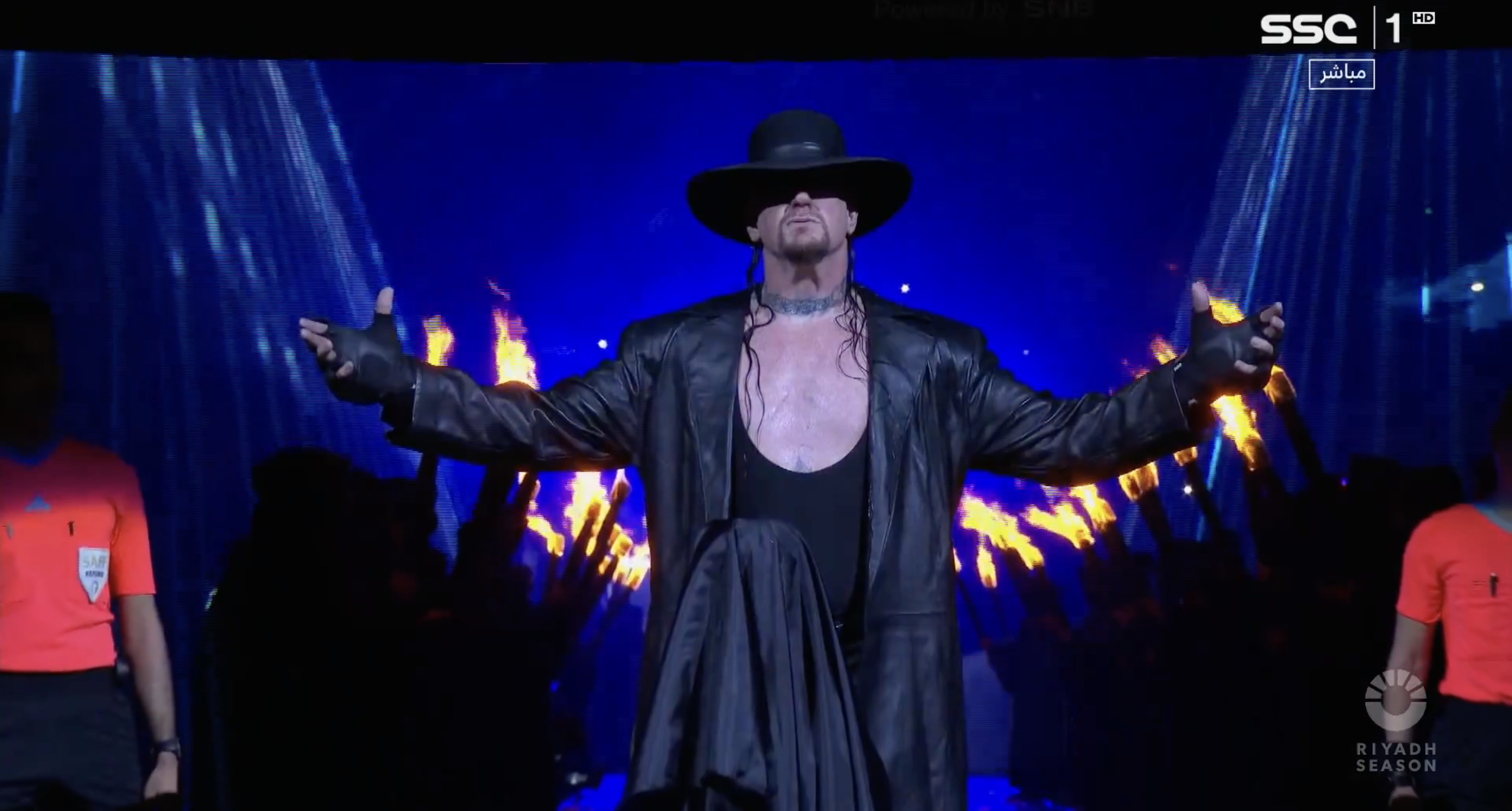 The Undertaker Unveils Trophy Before Saudi Soccer Match