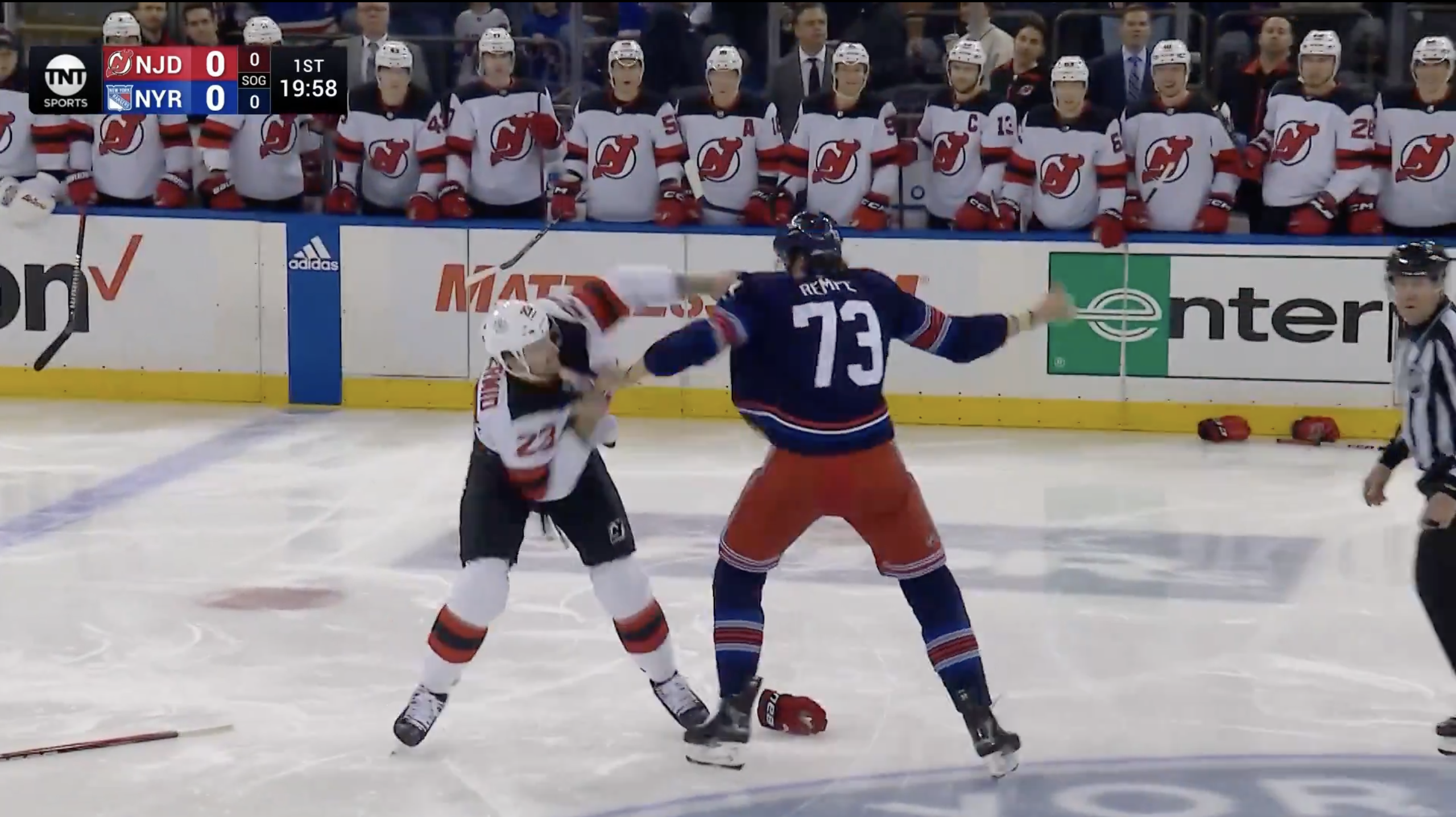 Rangers-Devils Game Starts With All-Out Brawl