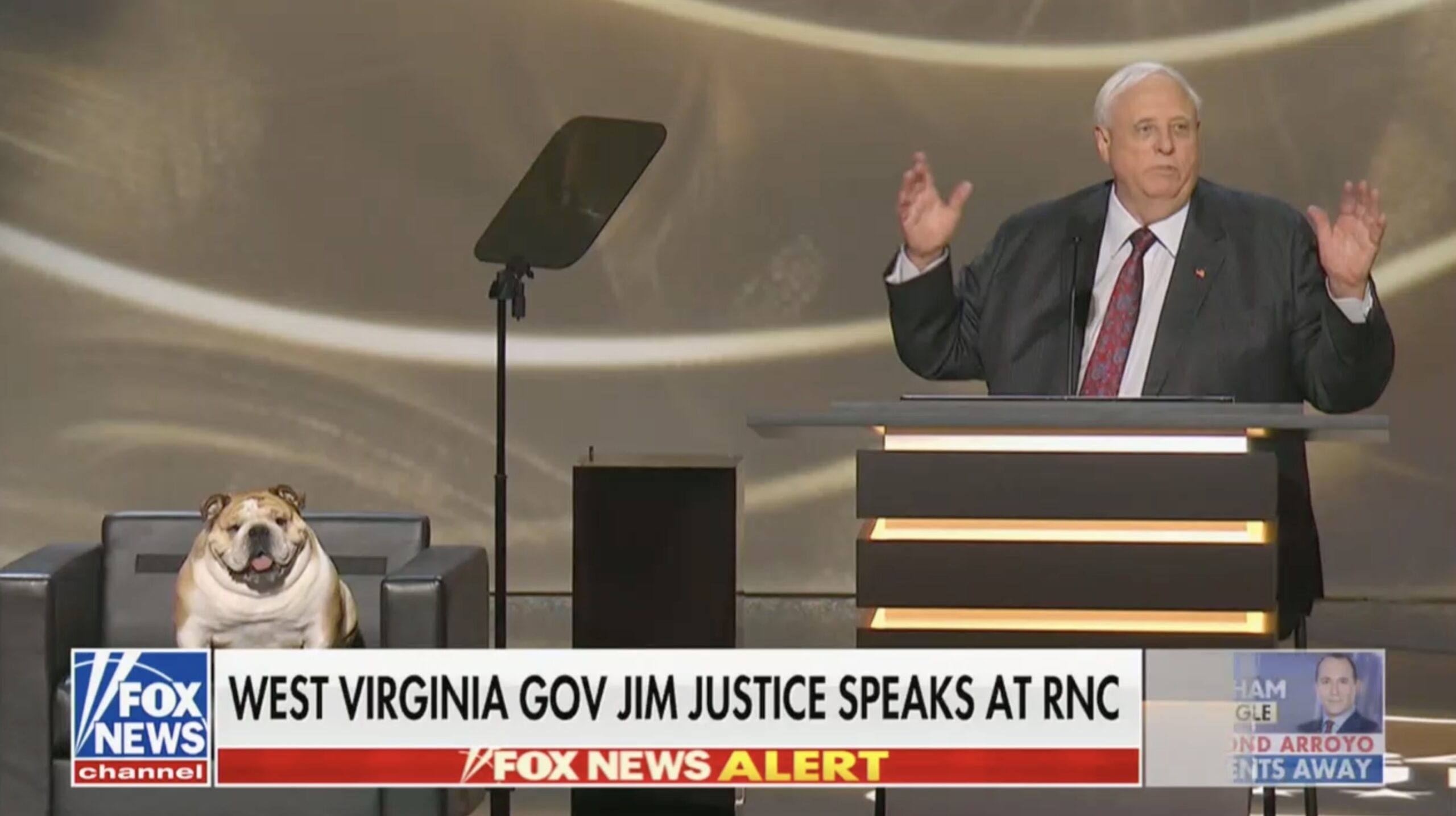 Jim Justice Addresses RNC Alongside His Dog